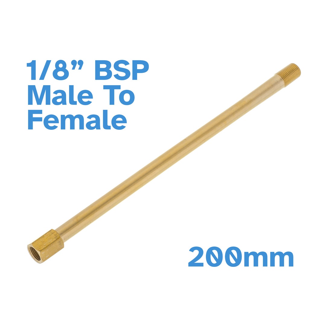 Brass 1/8 BSP Male to Female 200mm Pipe Extension Long Nipple Threaded ...