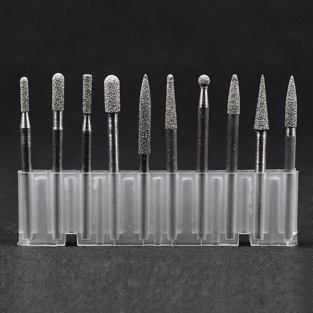 10pcs Assorted Diamond Burrs 3mm Shank Arrow Cone Cylinder Ball Head ...