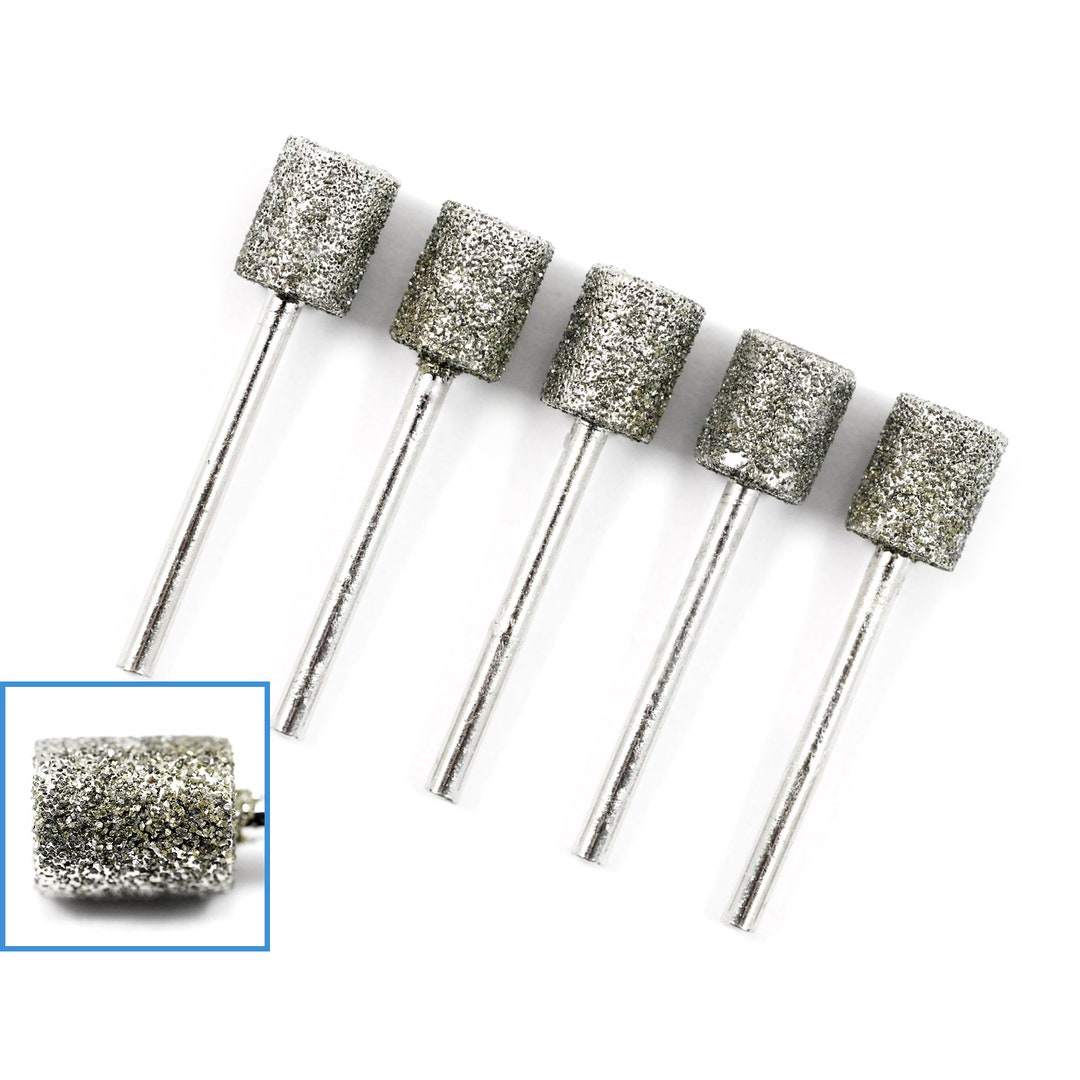 5pcs 50 Grit Coarse 10mm Cylinder Head Diamond Burrs 3mm Shank Grinding ...