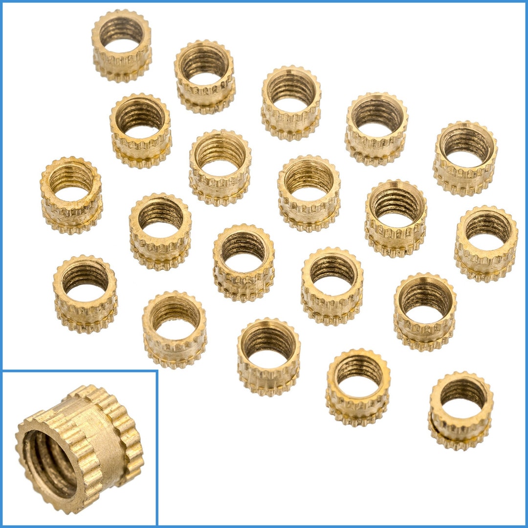 20pcs M4 Thread 4mm X 5mm Knurled Nuts Solid Brass Hand Tighten Double ...