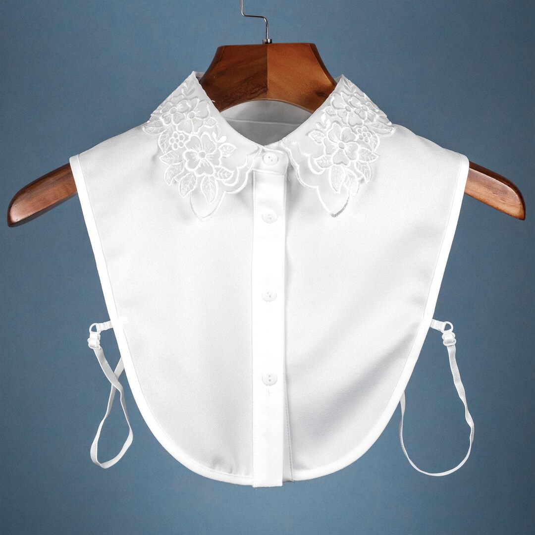 White False Decorative Lace Peter Pan Collar Floral Design for Women ...