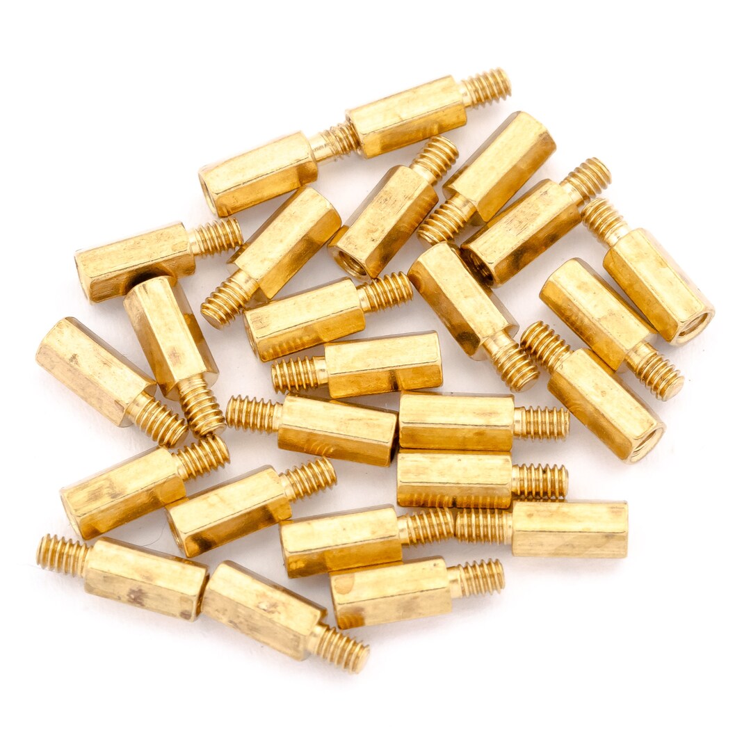 25pcs M2 6mm Brass Spacer Standoff Male to Female Hex Spacing Screw ...