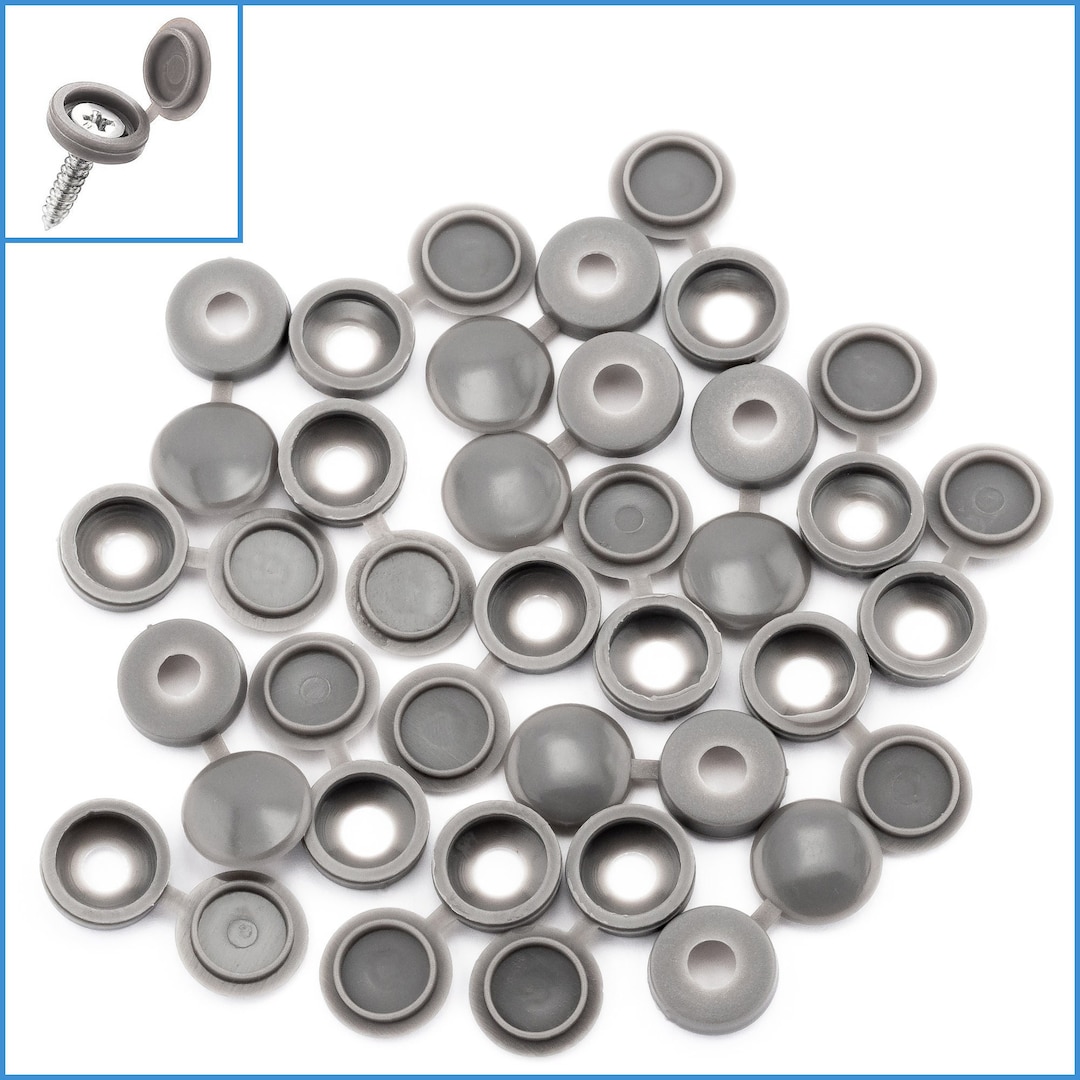 20pcs Grey Plastic Screw Cap Hinged Button Cover for Hide Flat or Pan ...