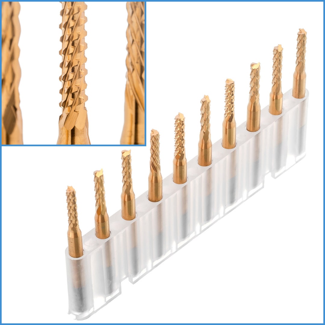 10pcs 2.4mm Tungsten Carbide Corn Milling Cutter 3.175 (1/8") Shank ...