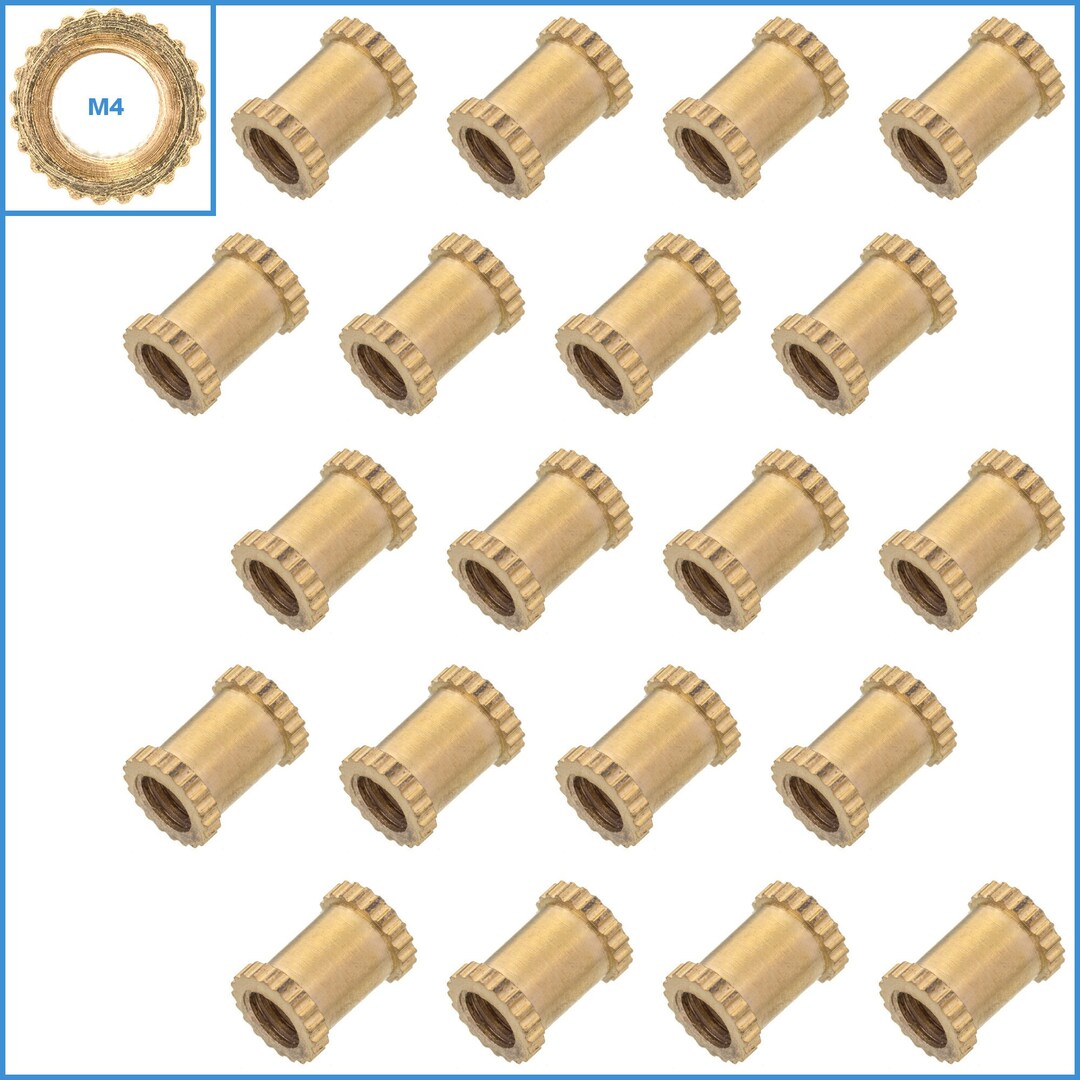 20pcs M4 Thread 8mm X 6mm Knurled Nuts Solid Brass Hand Tighten Double ...
