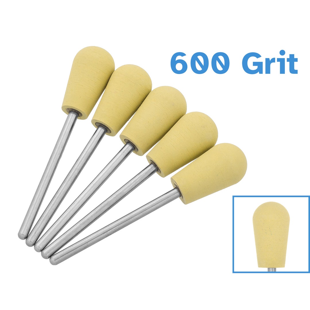5pcs 600 Grit 10mm Tapered Dome Diamond Silicone Rubber Burr 2.35mm ...