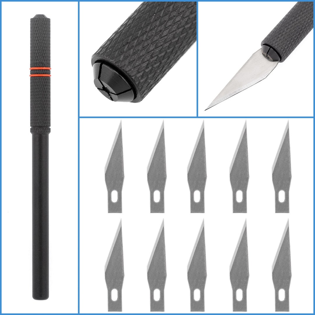 10pcs 8mm Sharp Pointed Tapered Scalpel Blade With 1pc Aluminium Handle ...