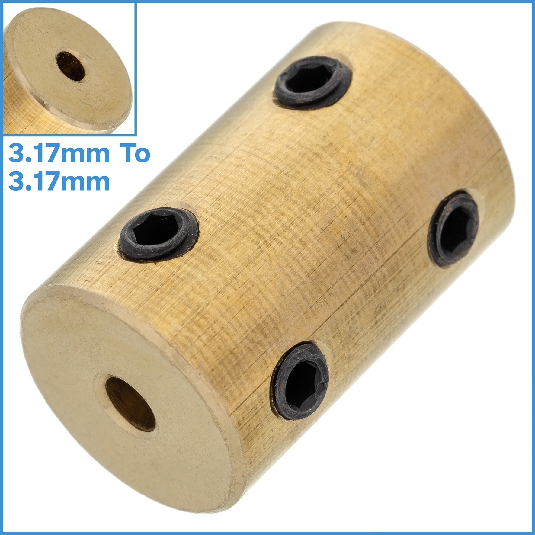 3.17mm to 3.17mm Brass Motor Shaft Coupler Drive Connector Adapter ...
