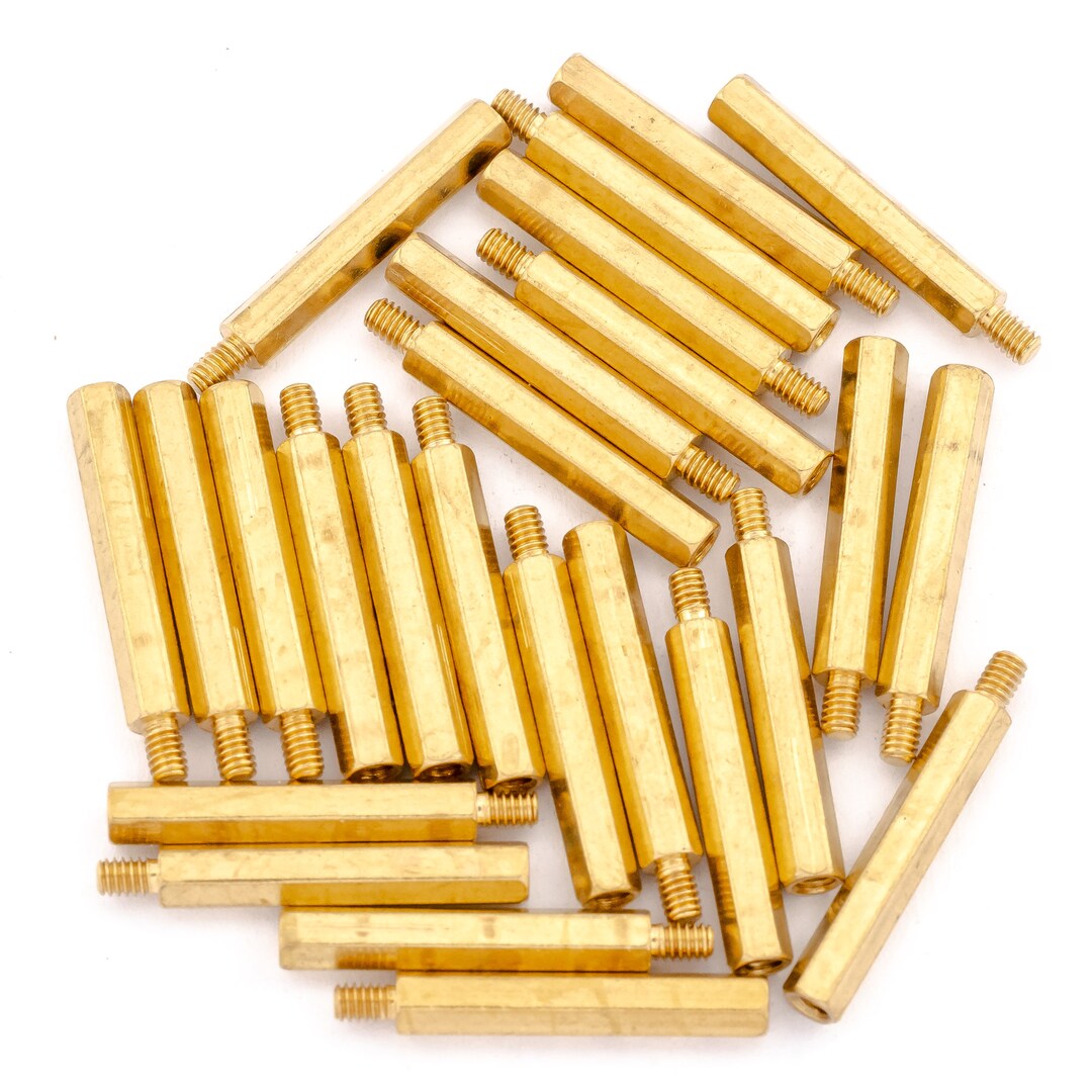 25pcs M2 18mm Brass Spacer Standoff Male to Female Hex Spacing Screw ...