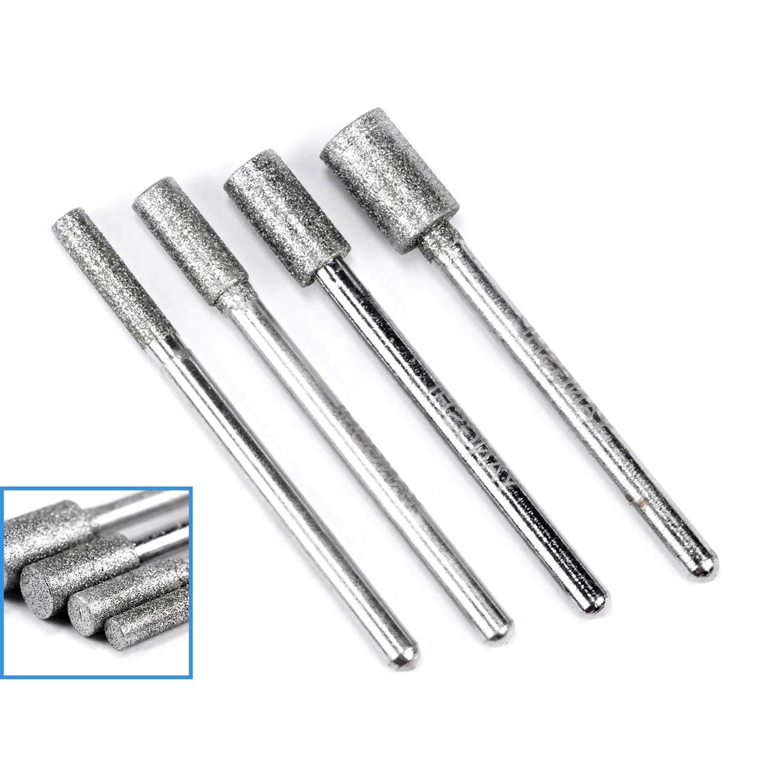 4pcs 3mm 4mm 5mm 6mm Cylinder Head Diamond Burrs 3mm Shank Grinding ...