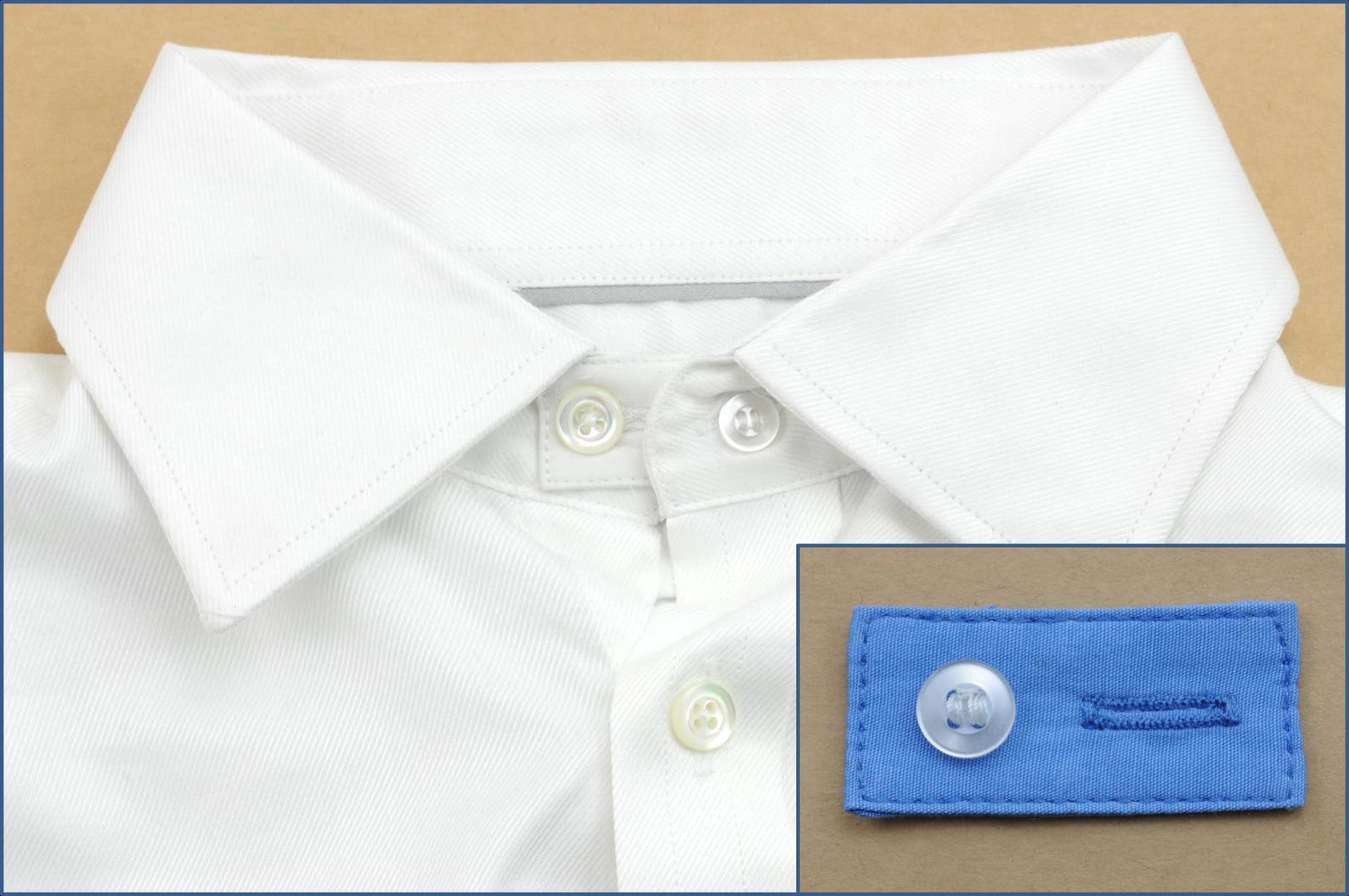 Mid Blue Cotton Poplin Collar Extender - for Shirt Blouse Collared Top ...