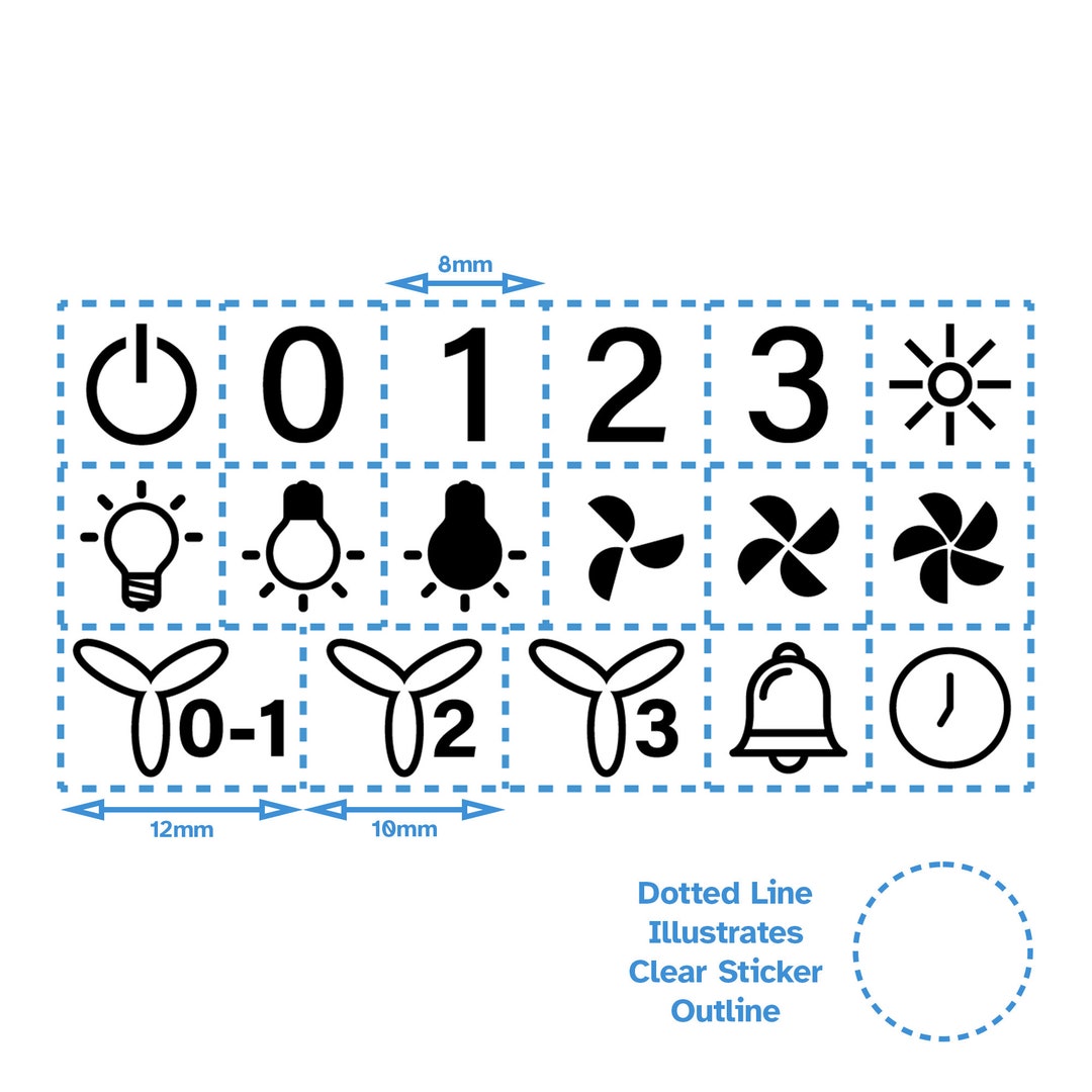 Black Text Range Hood Sticker Extractor Ventilation Fume Fan Switch ...