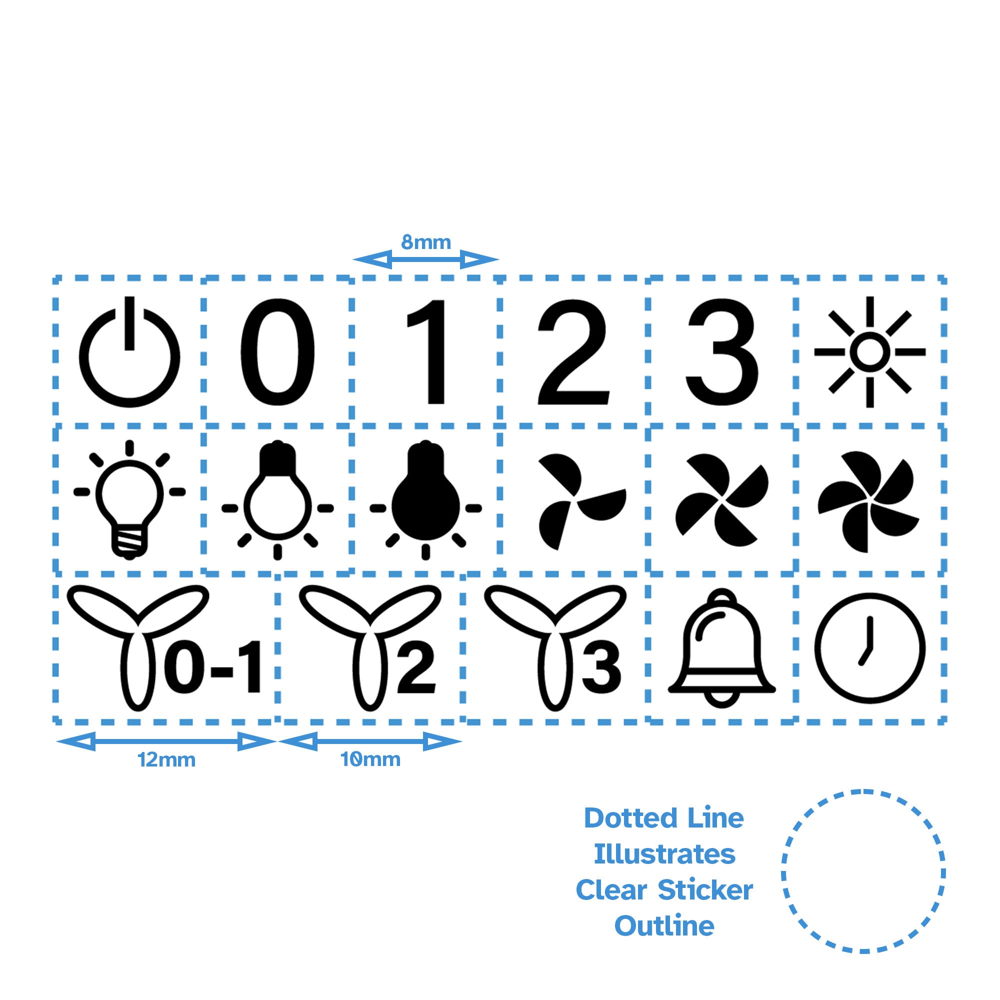 Black Text Range Hood Sticker Extractor Ventilation Fume Fan Switch ...