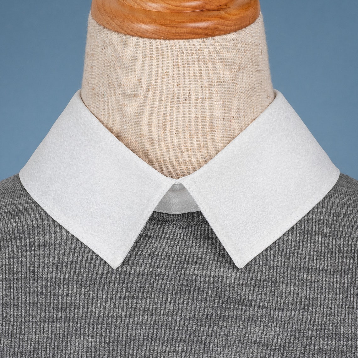 White False Classic Pointed Flat Crepe Polyester Collar Elegant Oxford ...