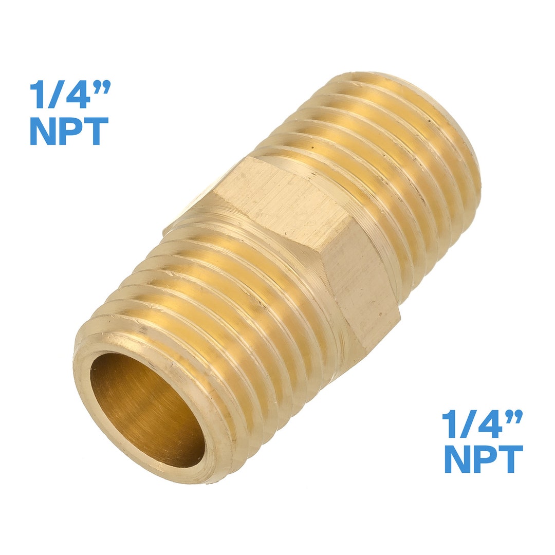1/4 NPT Male to 1/4 NPT Male Brass Pipe Fitting 28mm Coupler Hex Threaded Tube Connector Adaptor ...