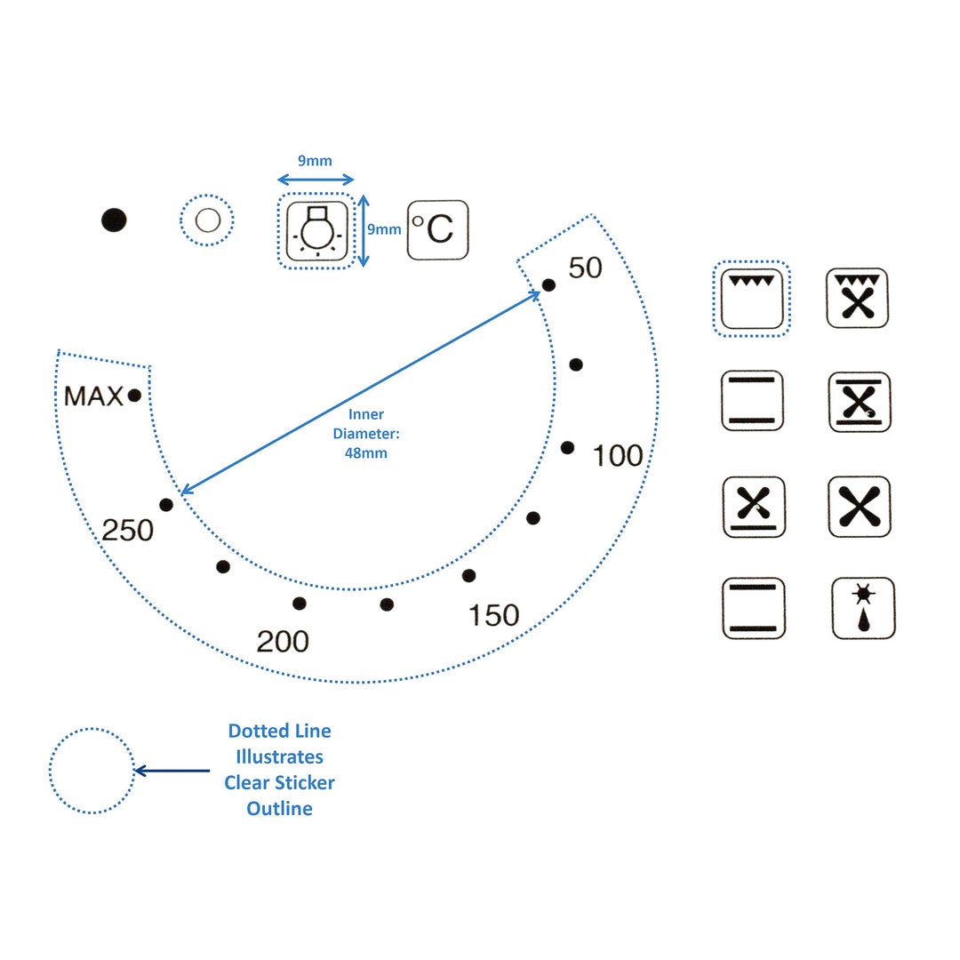 50-275/max Degree Clockwise Temperature & Symbol Control Panel Labels ...