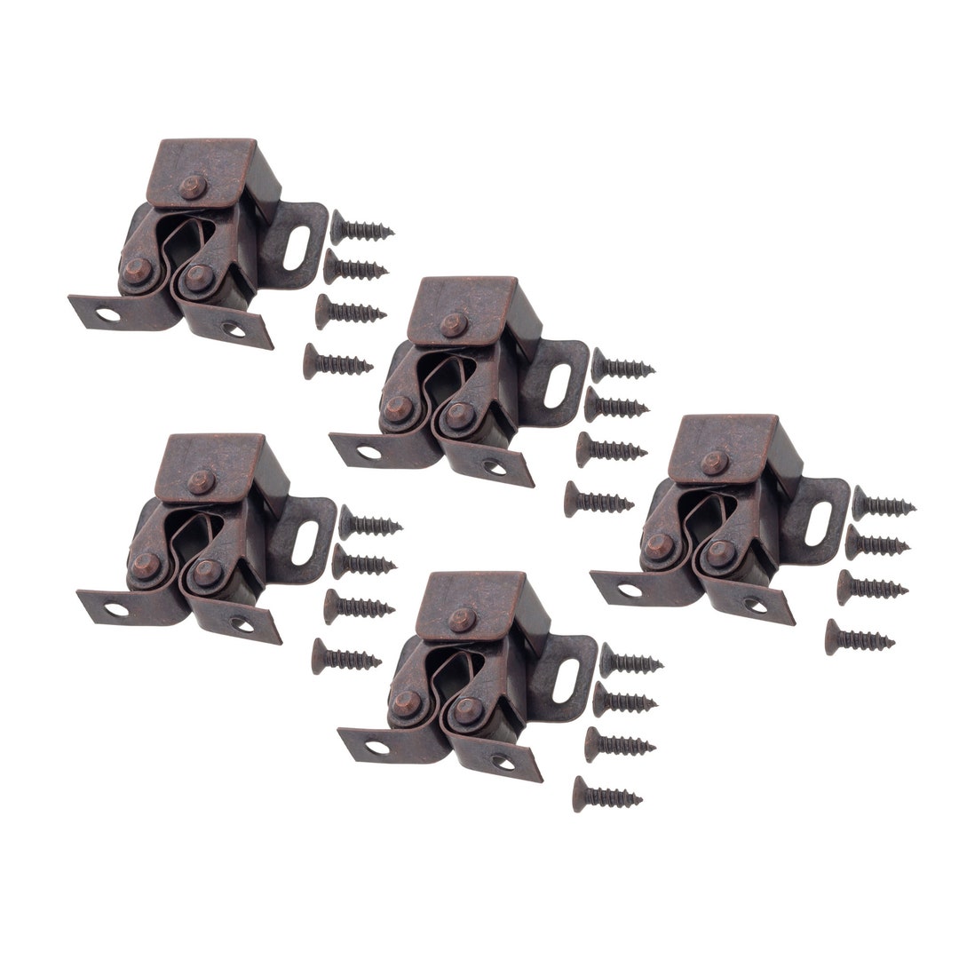 5 Sets Brown Cabinet Door Double Roller Catch Stopper With Screw ...