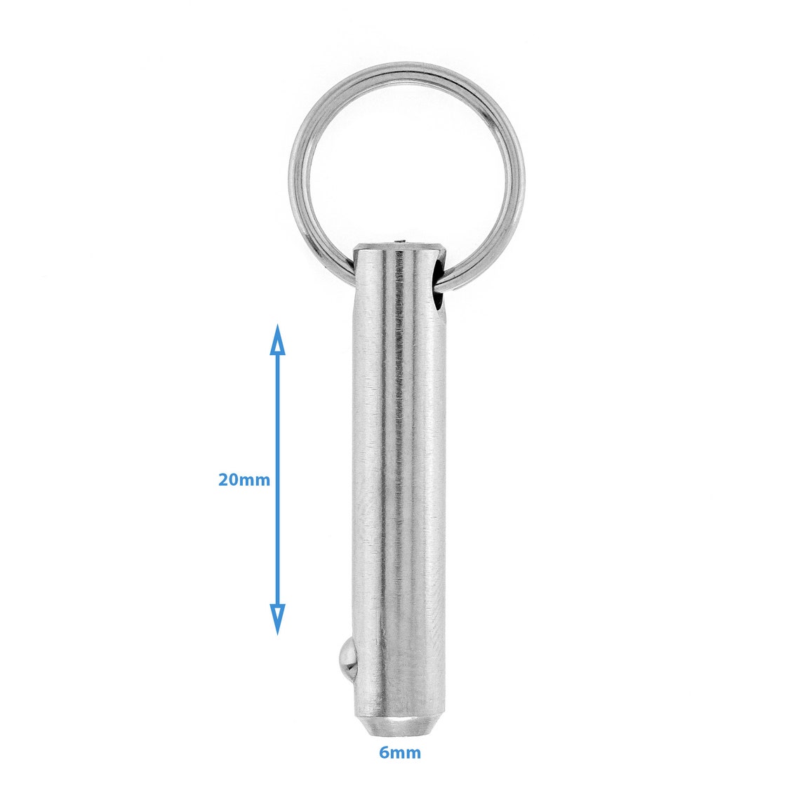 6mm X 20mm Single Ball Spring Lock Pin Stainless Steel Quick Release Self Locking With Keyring ...