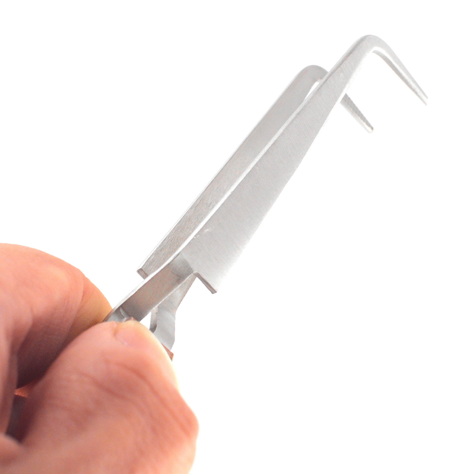 90 Degree Angled Nose Cross Locking Tweezer Stainless Steel Self ...