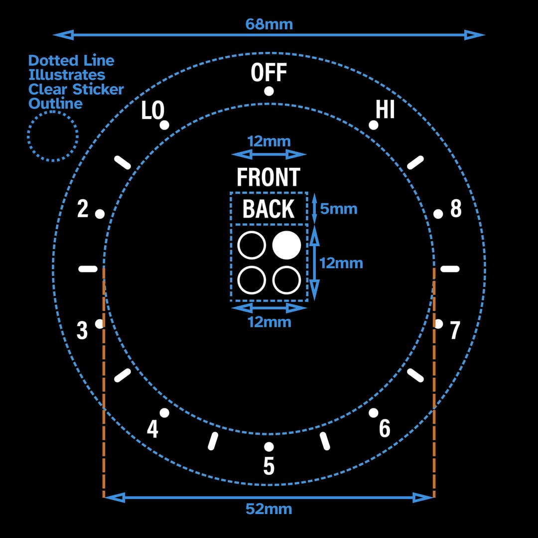 1 Dial White Text on Clear Film Pair Hi Lo Electric Stove Dial Four 4 ...