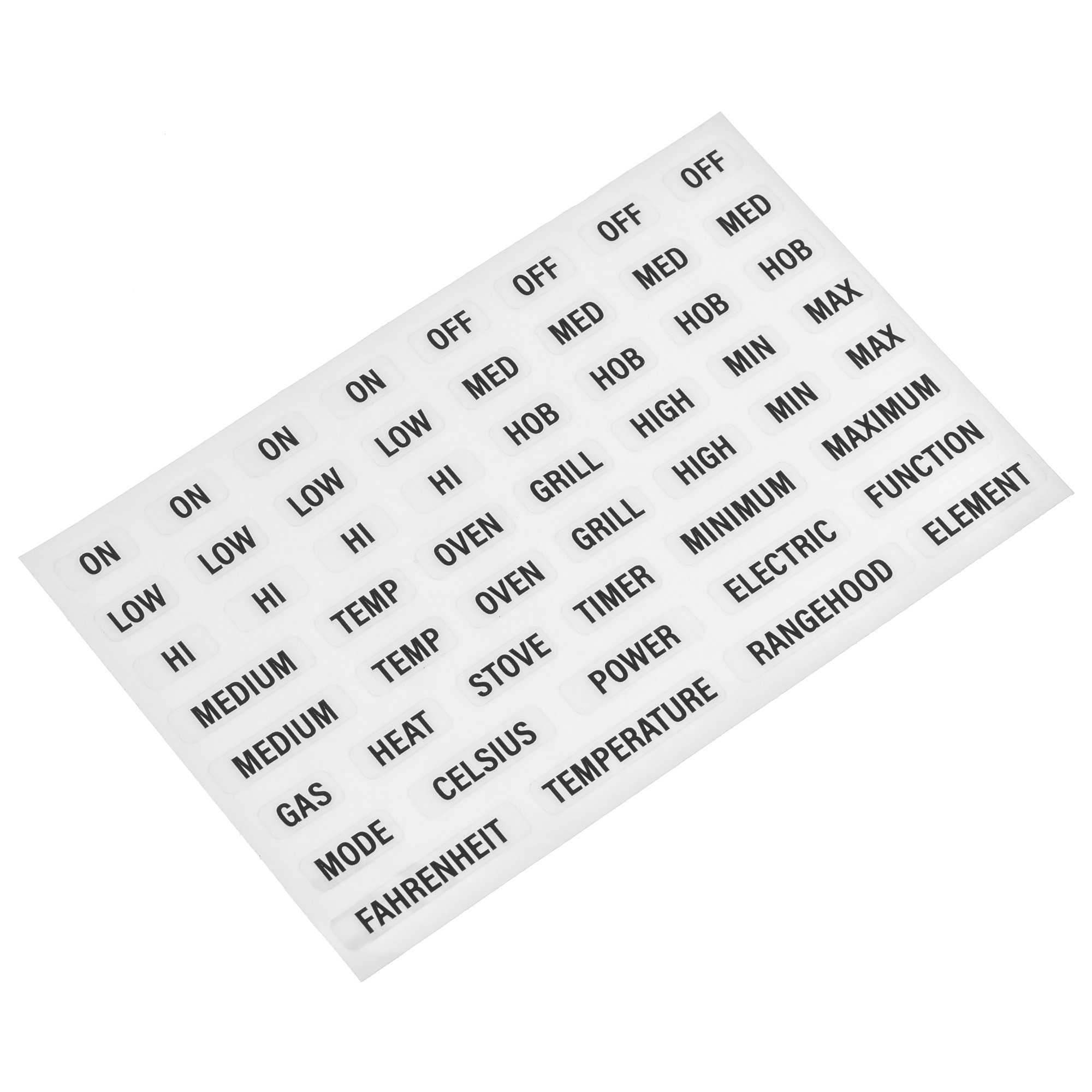 Black Text Lettering Major Functions Oven Stove Label Stickers for Hob ...