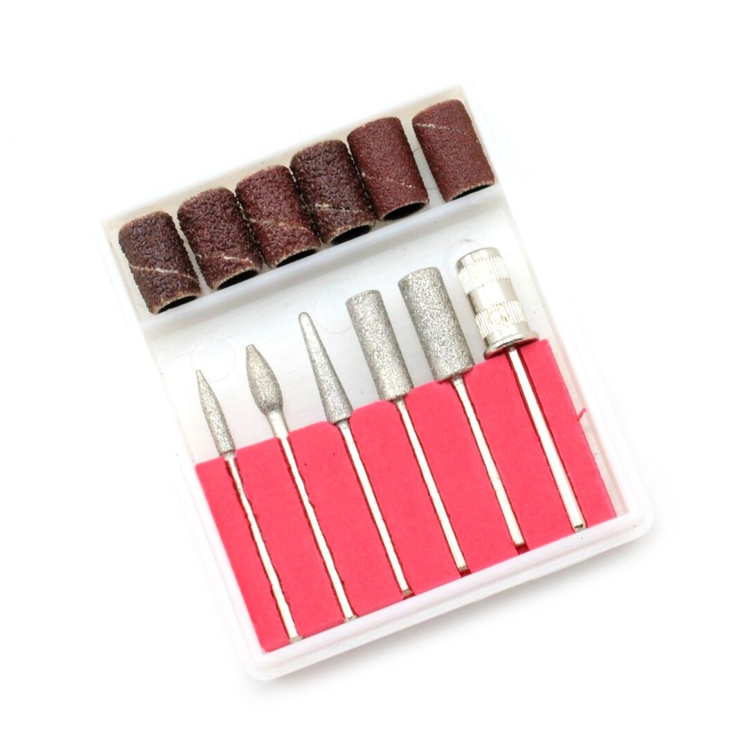 12pcs Nail Filing Kit Diamond Burrs Sanding Drum 2.35mm Shank Rotary ...