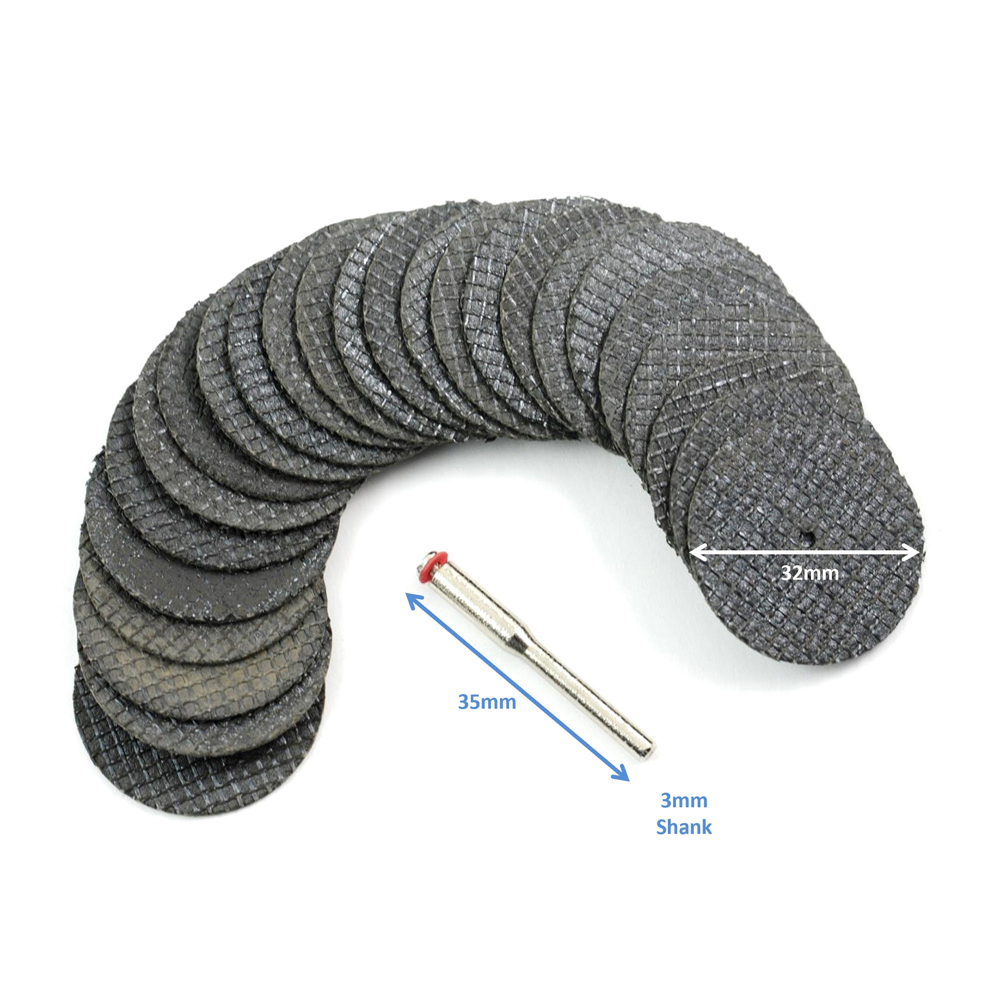 25pcs 32mm X 1.2mm Woven Resin Cutting Disc With 3mm Shank Mandrel ...