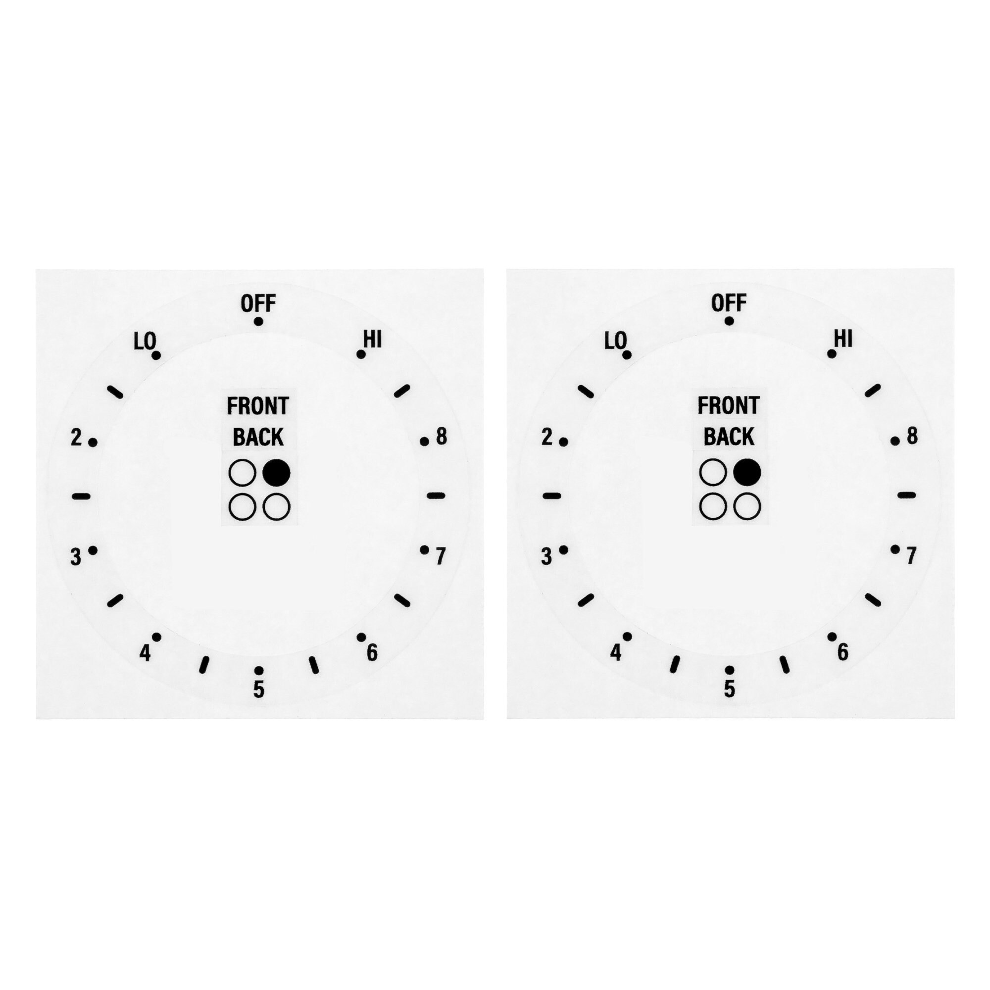 2 Dials Black Text on Clear Film Pair Hi Lo Electric Stove Dial Four 4 ...