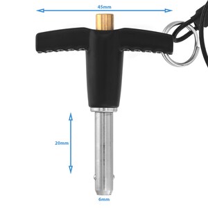 6mm X 20mm Ball Lock Pin With Cable & Black T Head Stainless Steel Quick Release Self Locking ...