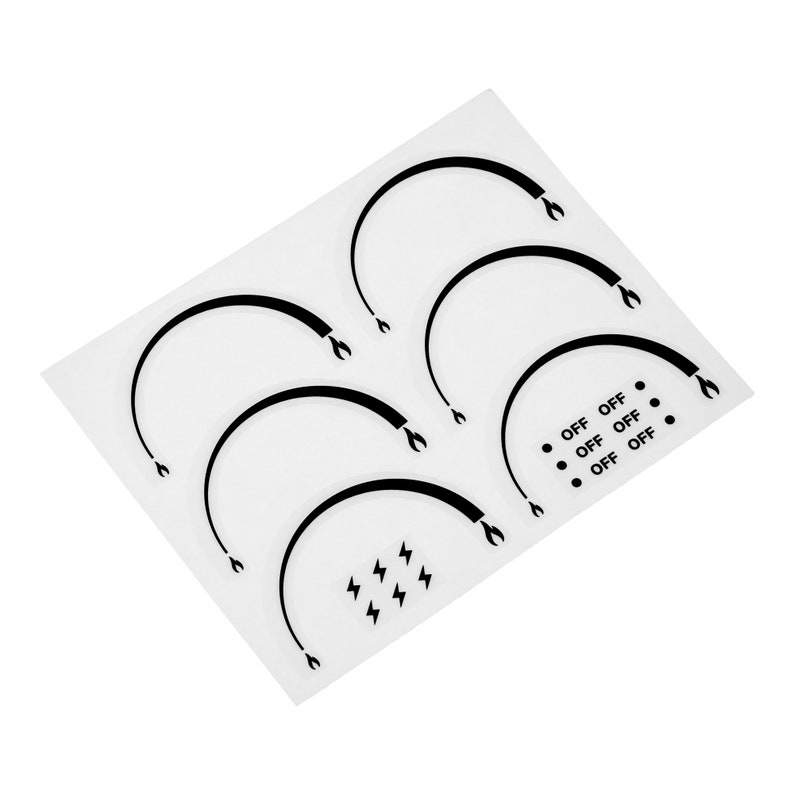 6 Flame Clockwise Gradient Top Half Self Adhesive Labels Black Print ...