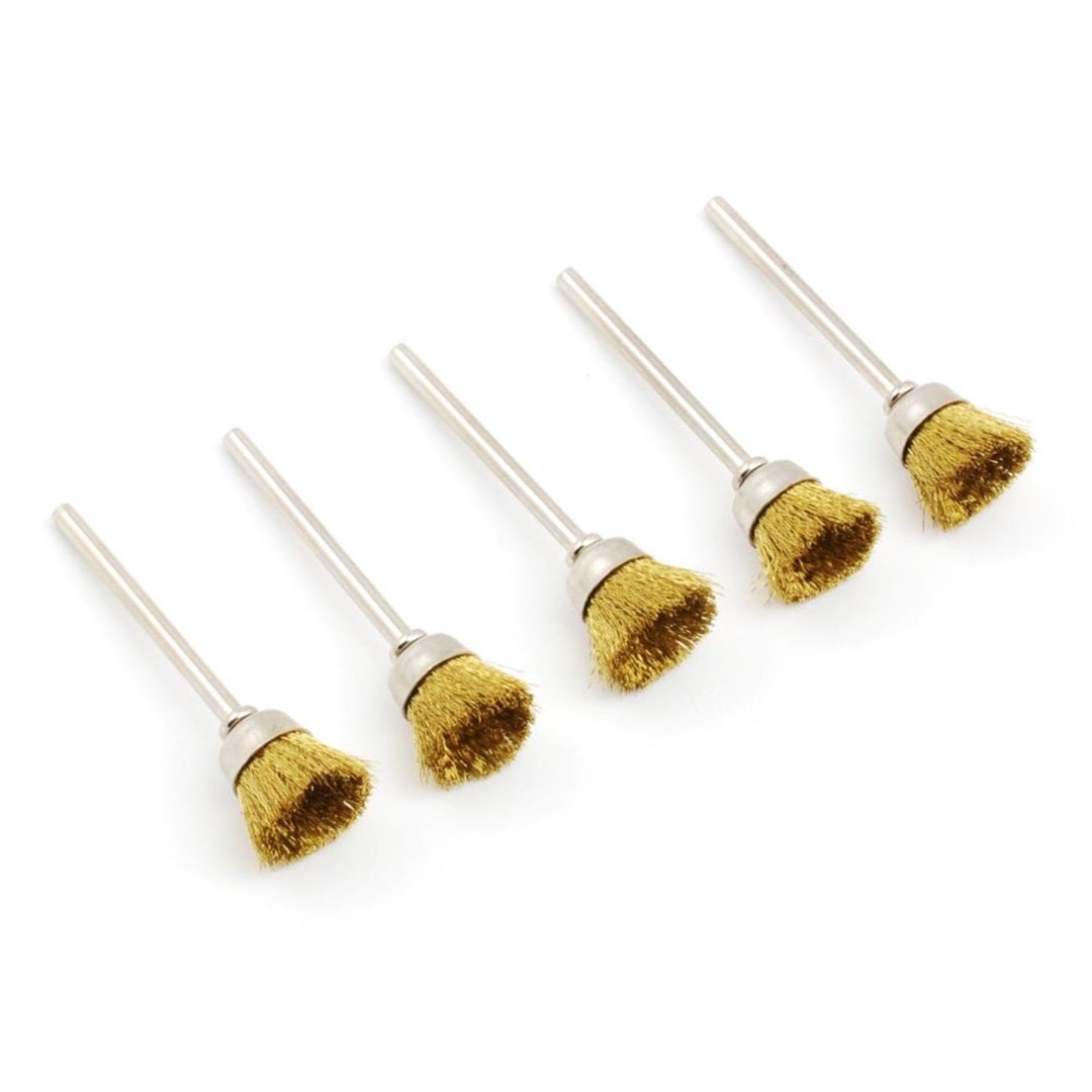 5pcs Cup Style Brass Wire Brush Bit 3mm Shank Buffer Buffing Polish ...