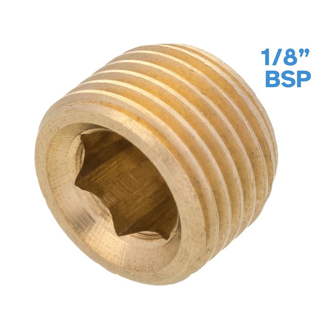 Brass 1/8" BSP Male End Plug External Thread Cap 7mm Length Compression ...