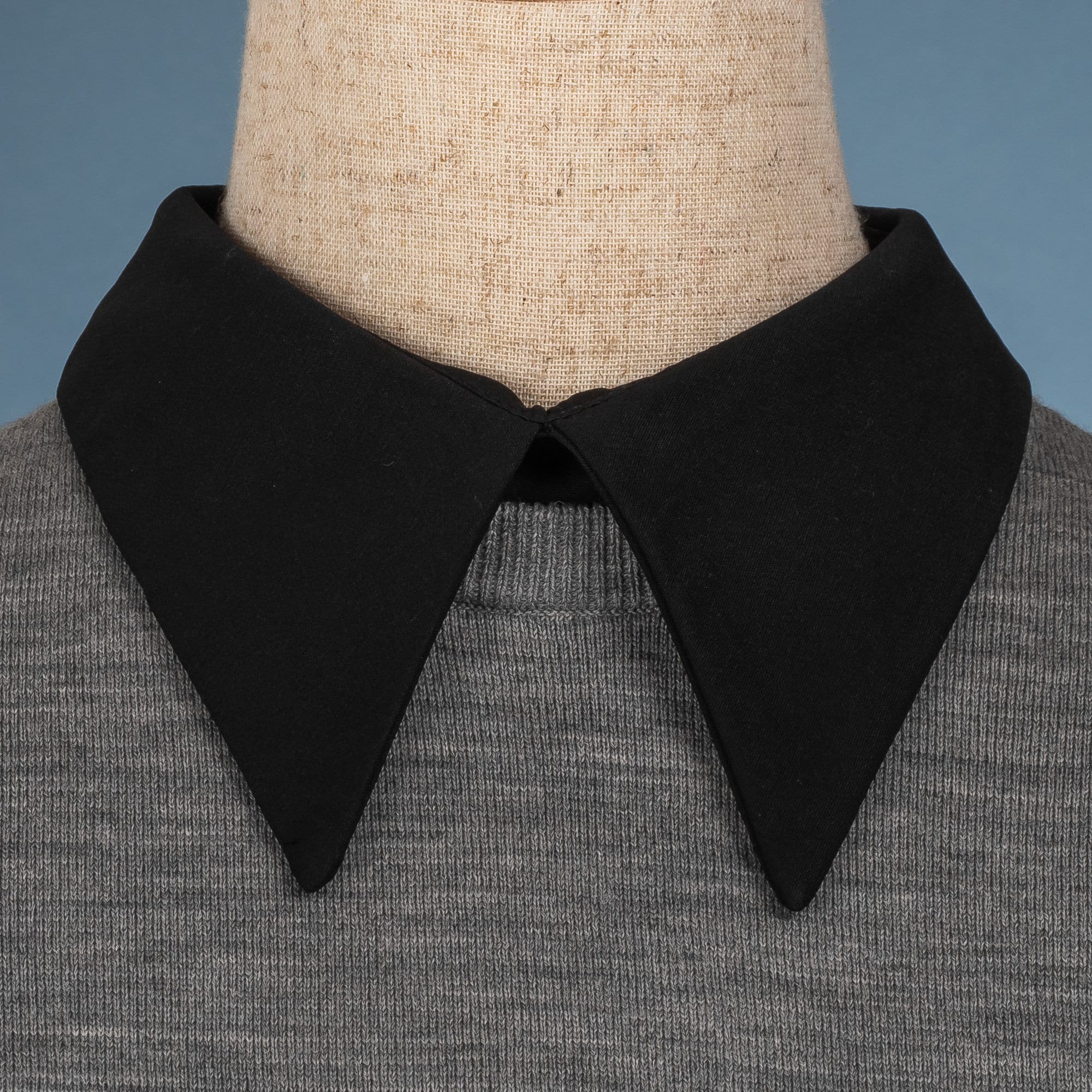 Black Pointed Long Flat Polyester False Collar Vintage Design for Women ...