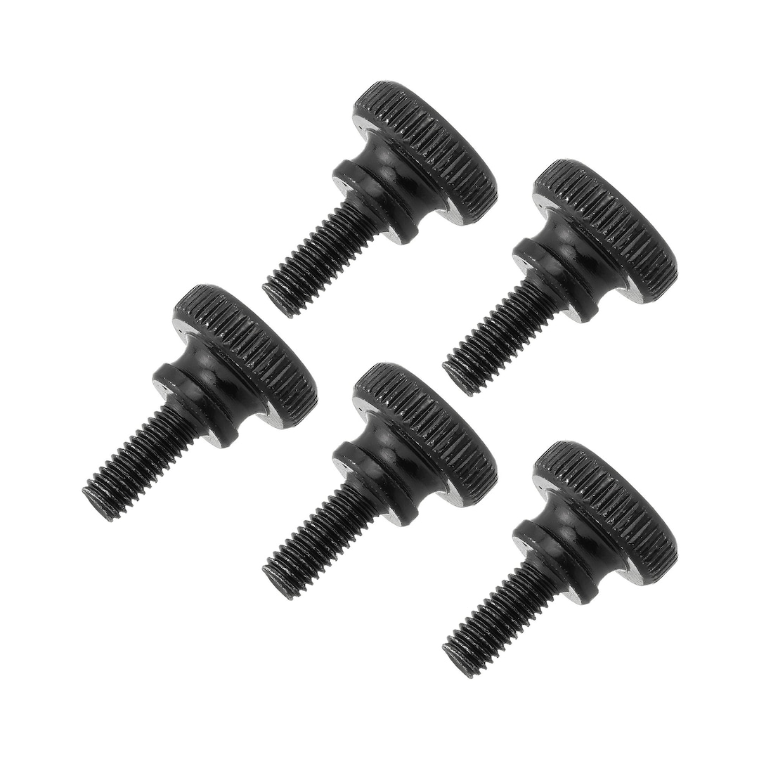 5pcs M5 X 12mm Black Thumb Screw Knurled Head Carbon Steel Hand Tighten ...