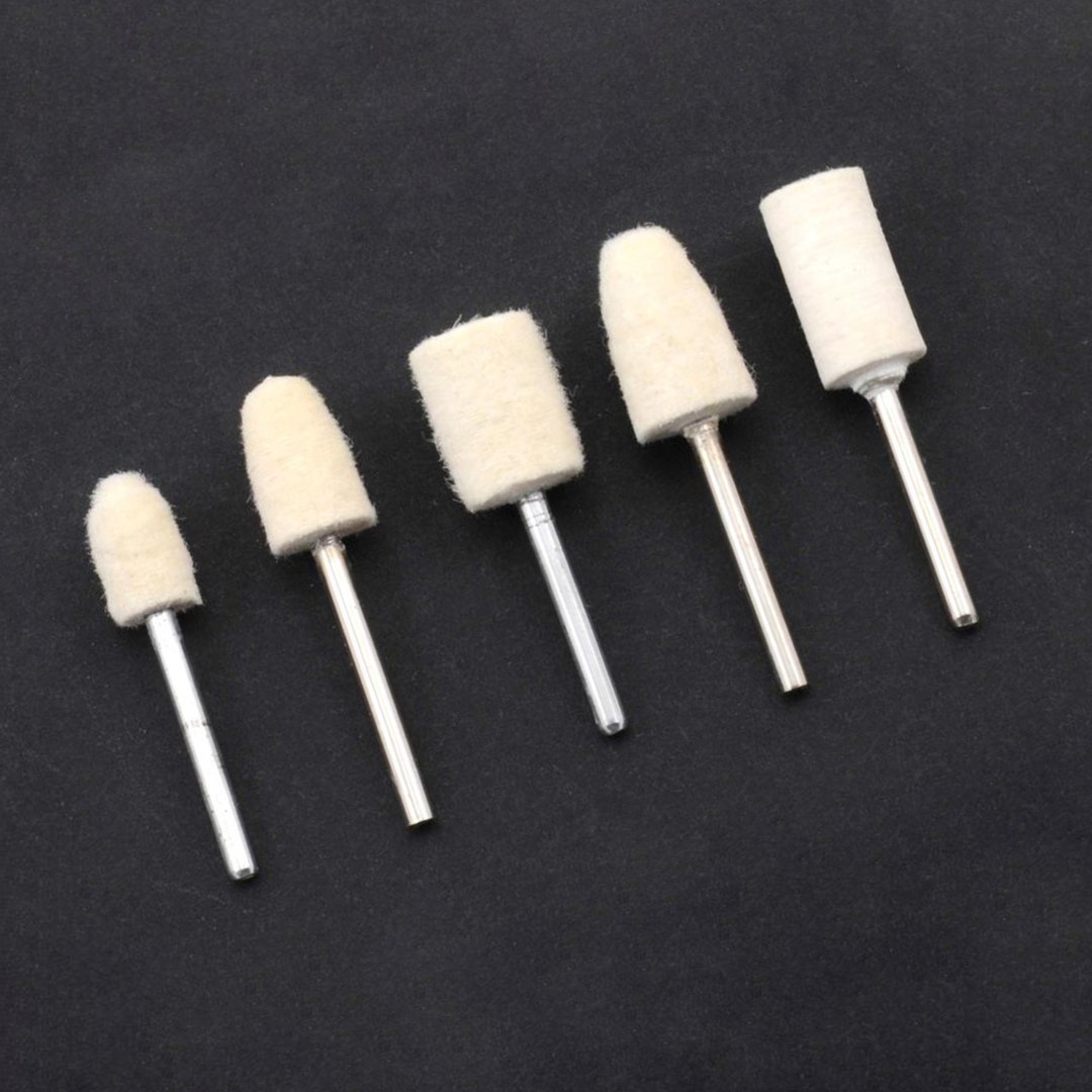5pcs Wool Felt Wheel Round Cone Cylinder Tapered 3mm Shank Mandrel ...