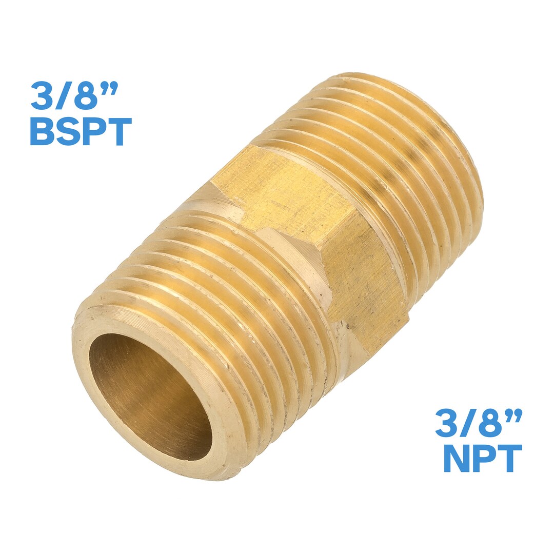 3/8" BSPT Male to 3/8" NPT Male Brass Pipe Fitting 29mm Coupler Hex ...