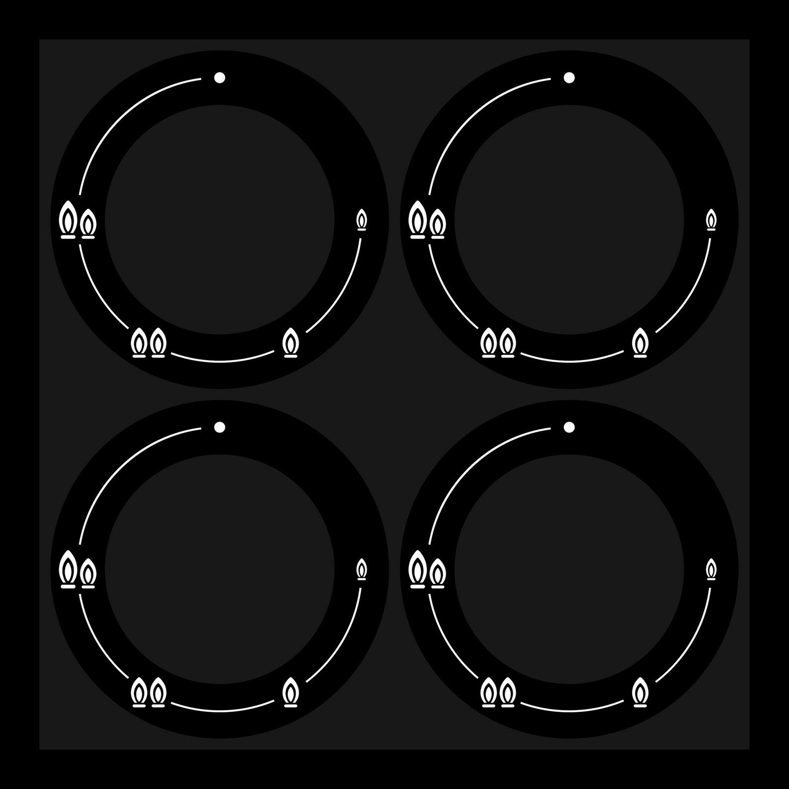 White Print 4pcs Anti Clockwise Gradient Flame 270 Degree Burner Dial ...
