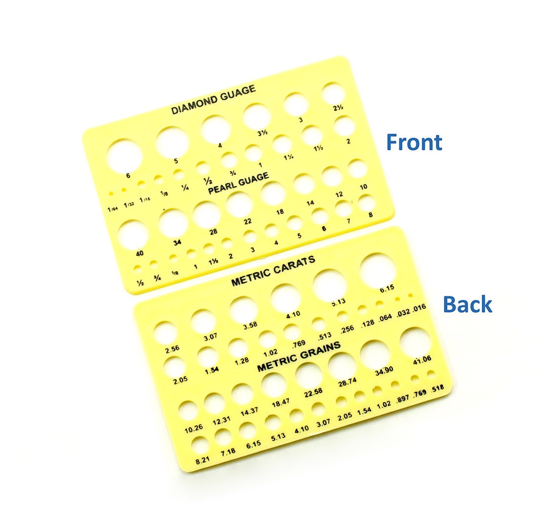 Diamond Pearl Diameter Gauge Sizer (1/64 - 6 Carat & 1/2 - 40 Grain ...