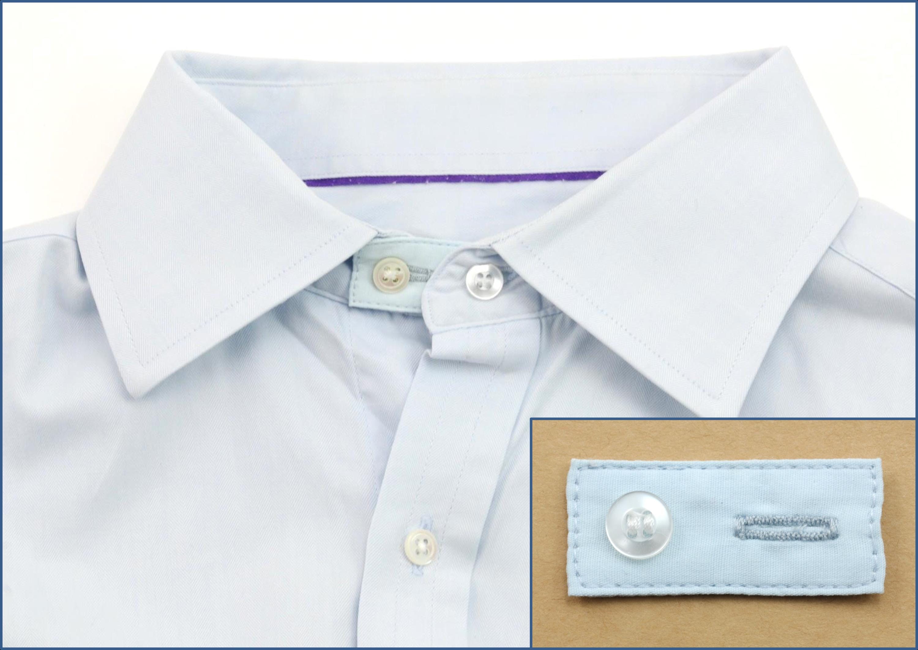 Light Blue Cotton Poplin Collar Extender for Shirt Blouse Collared Top ...