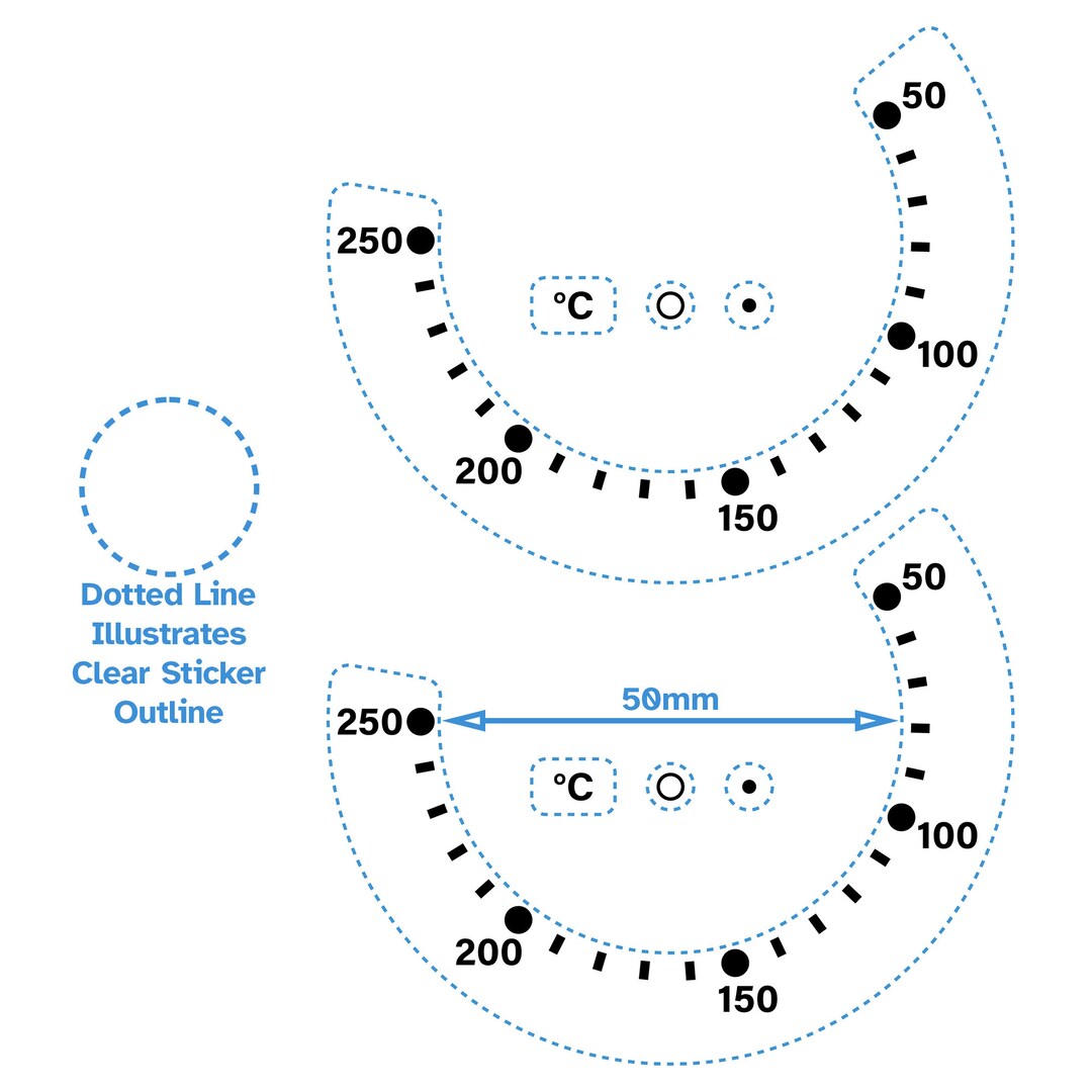 8pcs 50-250 Degree Temperature & Symbols Labels Black Print Stove Self ...