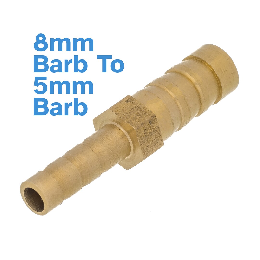 Brass Fitting 8mm to 5mm Barb Straight Hose Valve Pipe Connector Joint ...