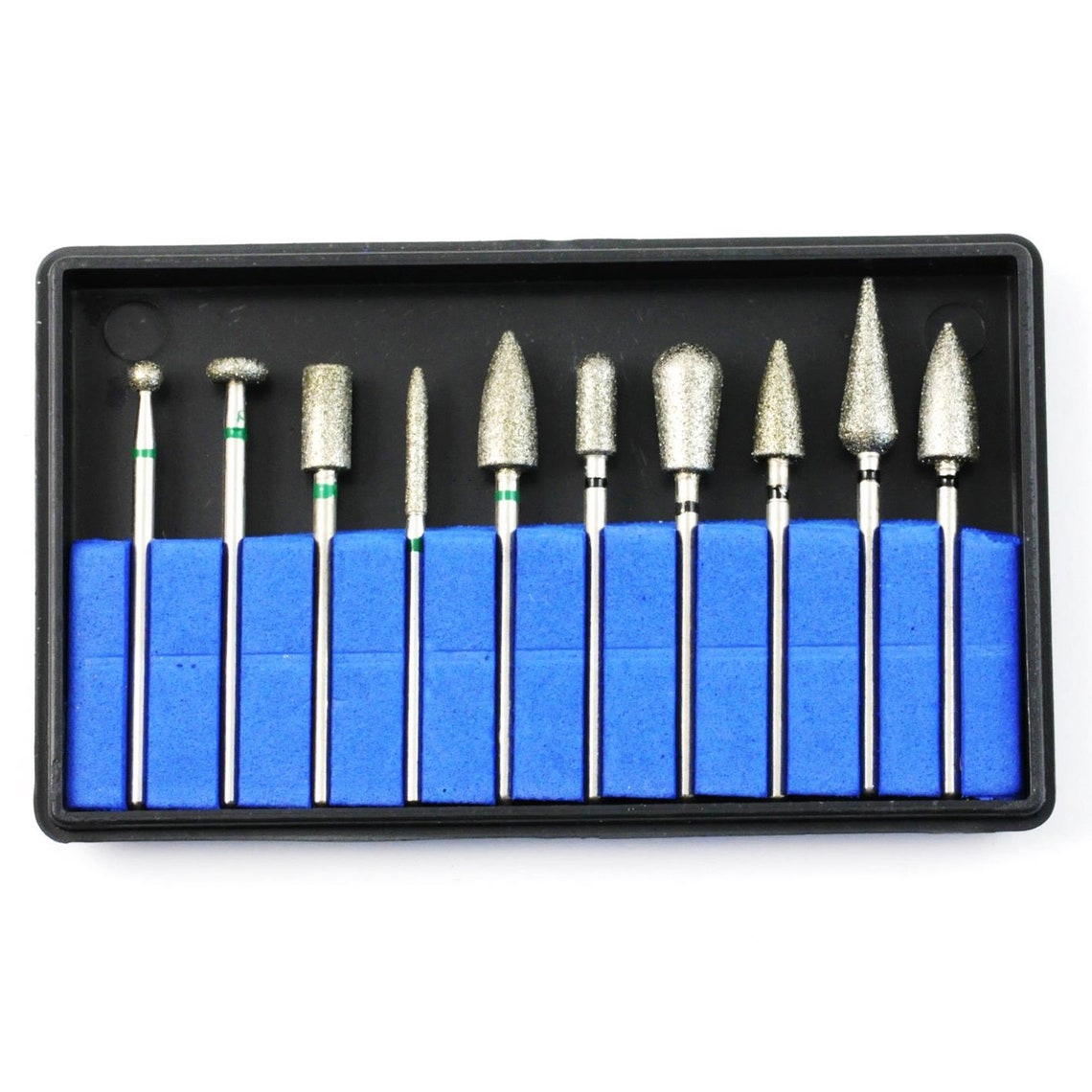 10pcs Assorted Diamond End Tungsten Carbide Burrs 300 Grit 2.3mm Shank ...