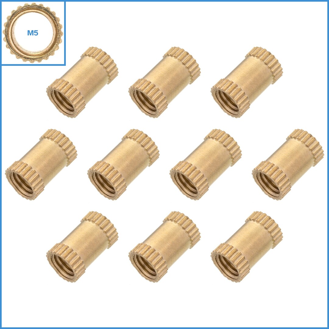 10pcs M5 Thread 10mm X 6mm Knurled Nuts Solid Brass Hand Tighten Double ...