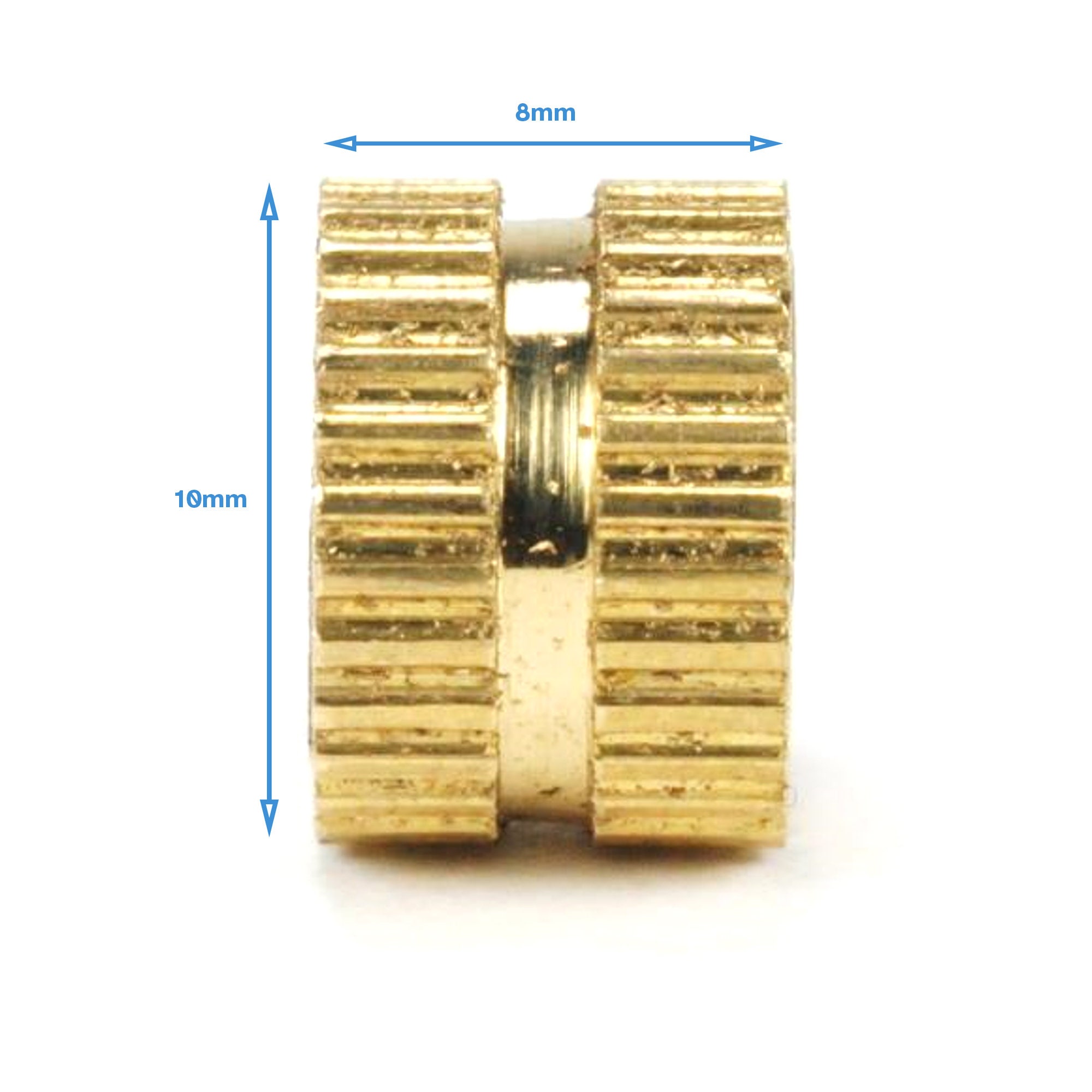 5pcs M8 Thread 8mm X 10mm Knurled Nuts Solid Brass Hand Tighten Double ...