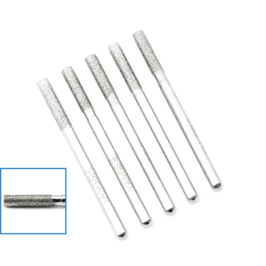 5pcs 120 Grit 3mm Cylinder Head Diamond Burrs 3mm Shank Grinding ...