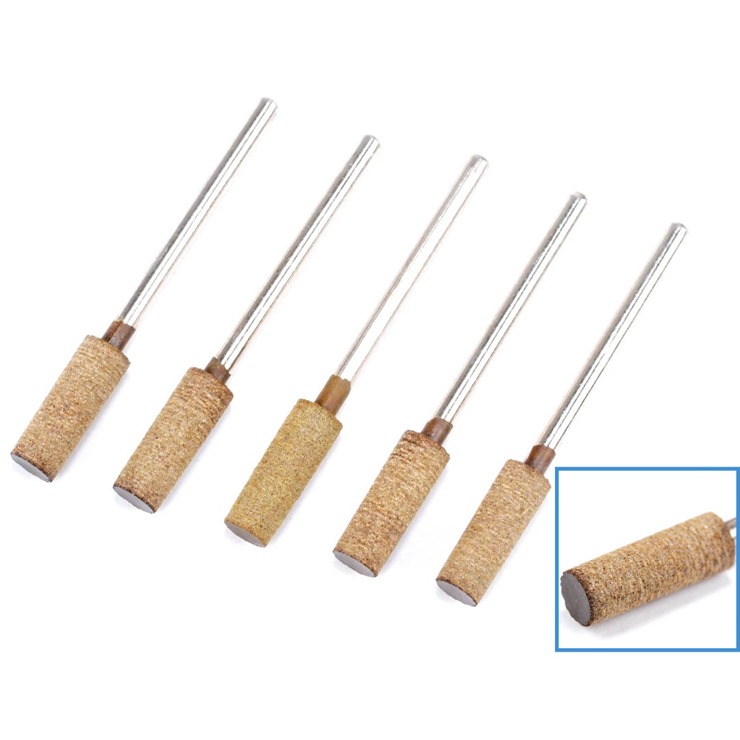 5pcs Leather Burrs 5mm Cylinder Head 2.35mm Shank Polish Polishing ...