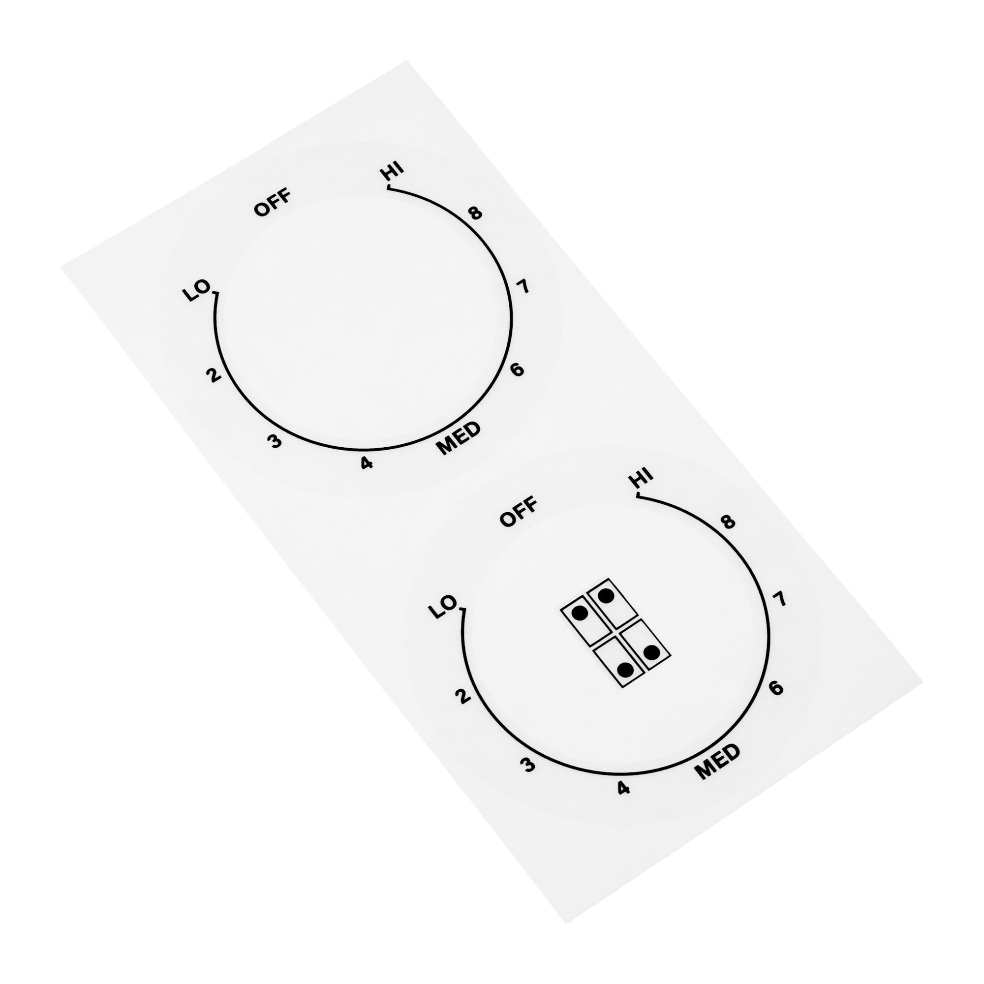 2 Dials Lo-med-hi AC/CCW Cooktop Burner Adhesive Label Black Print ...