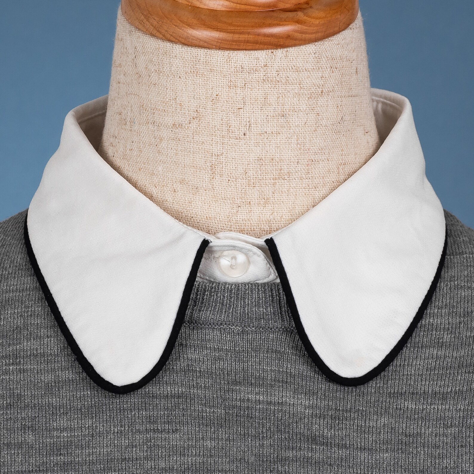 White Peter Pan Polyester False Collar Black Trim 50s Vintage Design ...