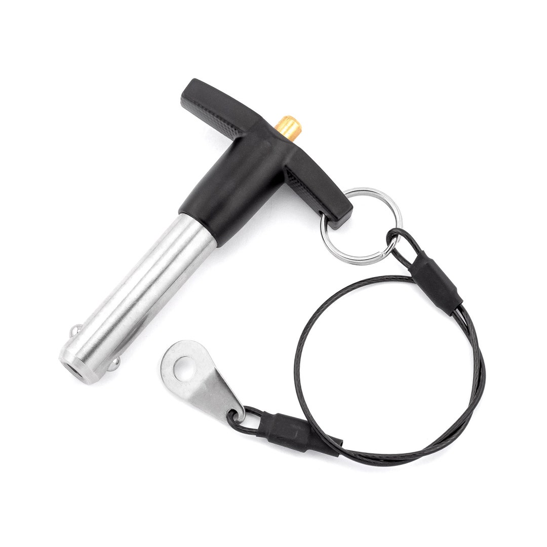 12mm X 35mm Ball Lock Pin With Cable & Black T Head Stainless Steel ...