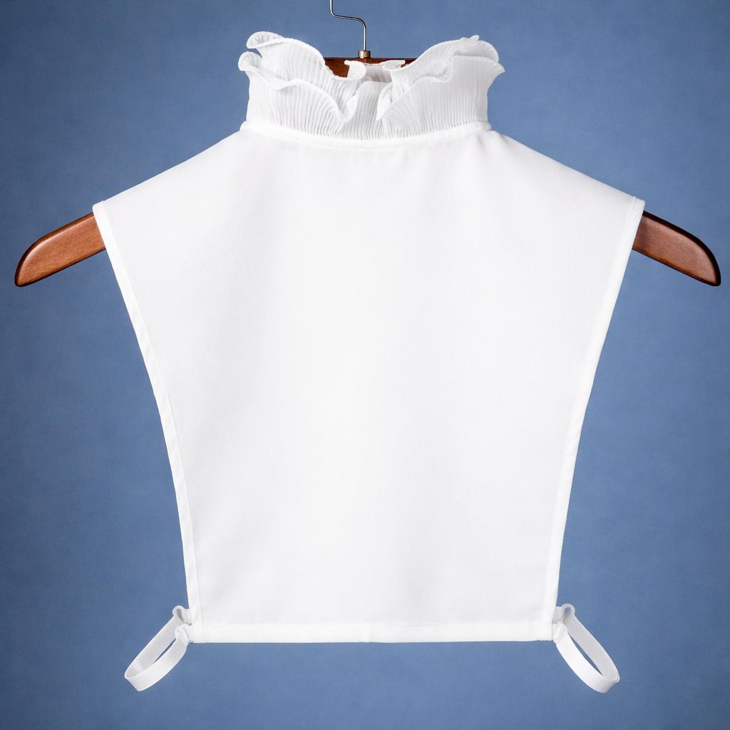 White Ruffle Classic Satin False Upright Collar Design for Women Girls ...
